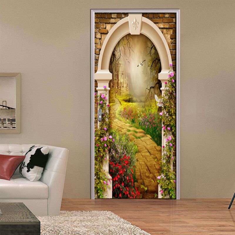Retro Fantasy Castle Photo Wallpaper 3D Door Stick... – Grandado