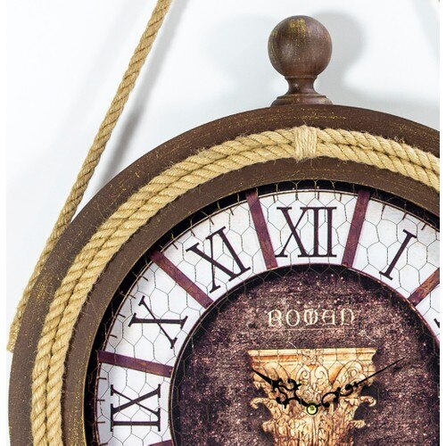 ROPE WOOD WALL CLOCK Brown Special Decor – Vicedeal