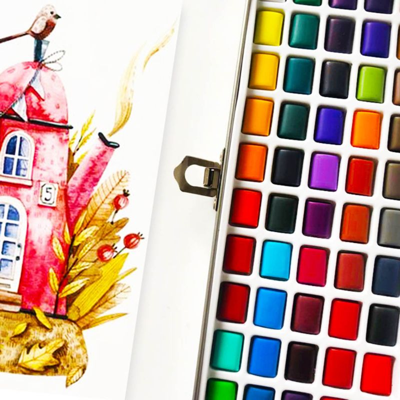 50 Colors Solid Watercolor Paint Pigment Set Porta... – Grandado