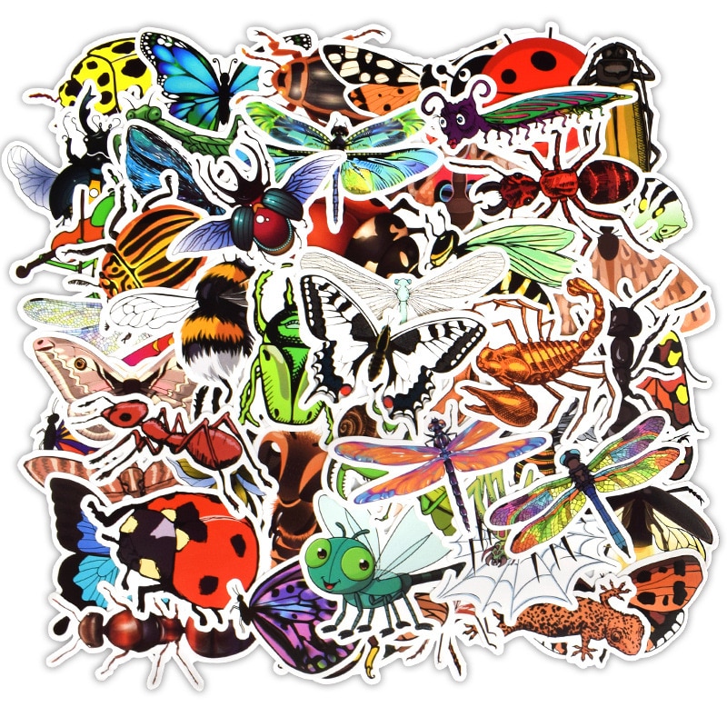 50PCS Nature Insect Sticker Butterfly Ant Early Le... – Grandado