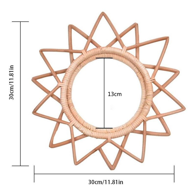 Rattan Round Wall-Mounted Mirror Frame Nordic Natu... – Vicedeal