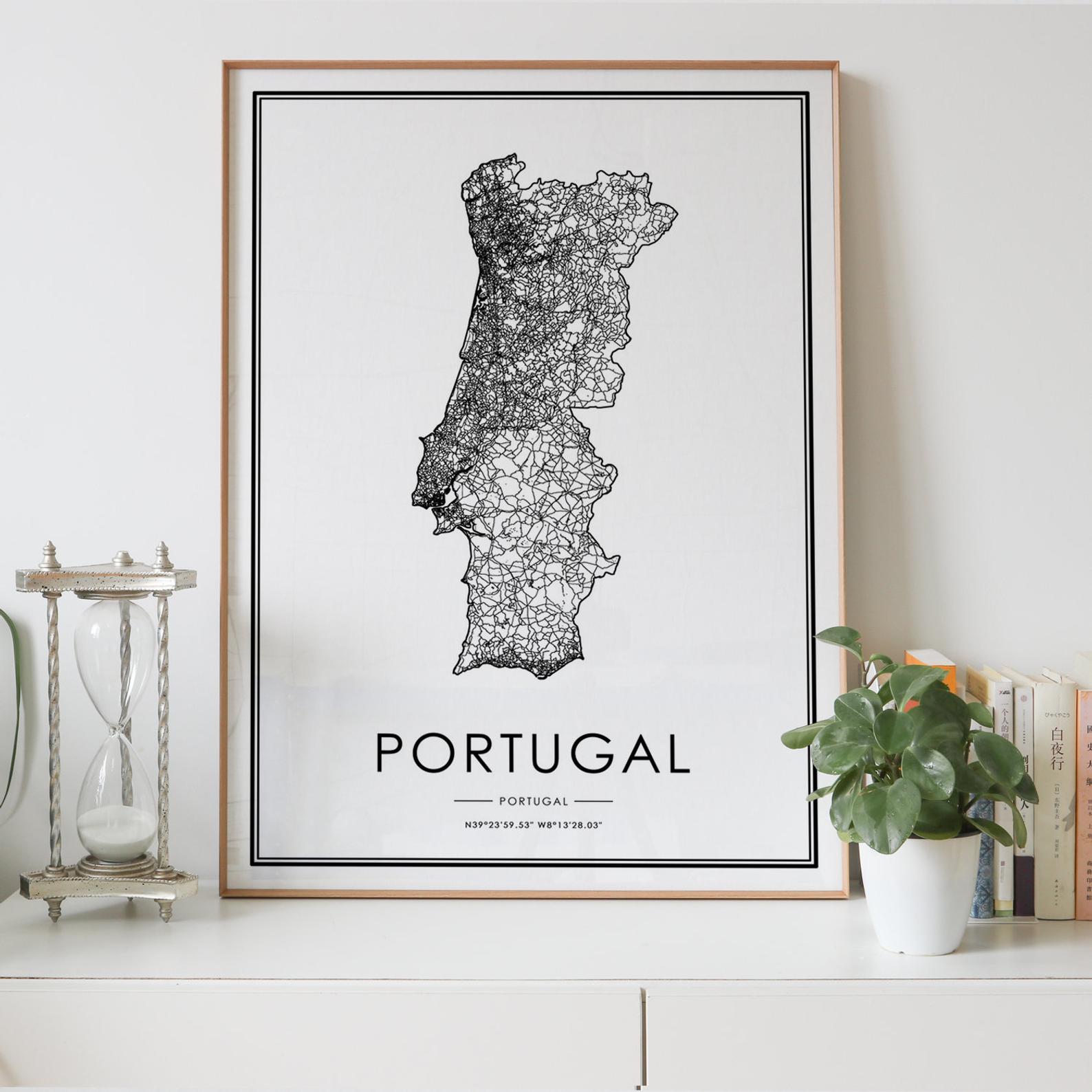 Portugal country Road map Nordic Living Room Decor... – Grandado