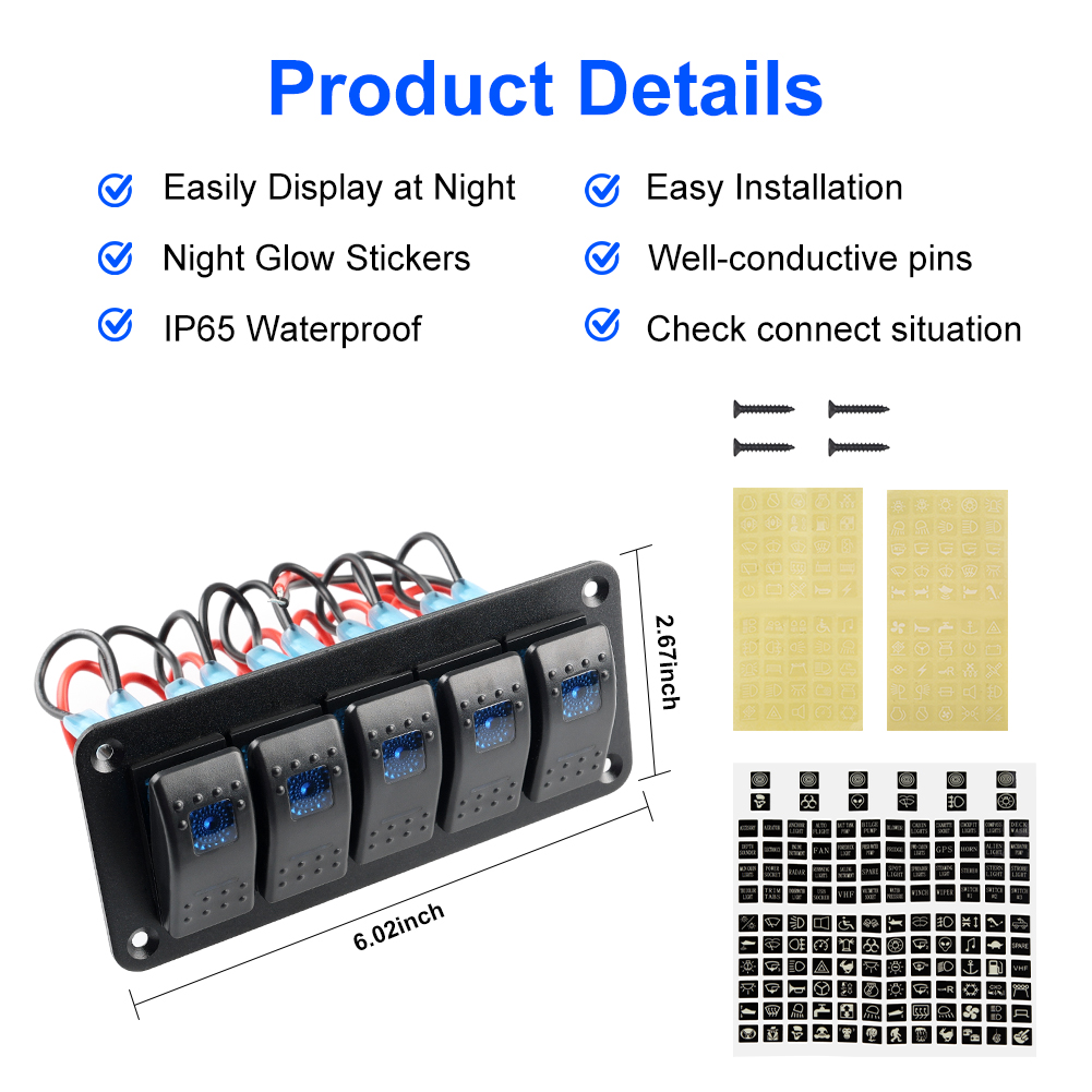 Panel de interruptor basculante para barco marino,... – Grandado