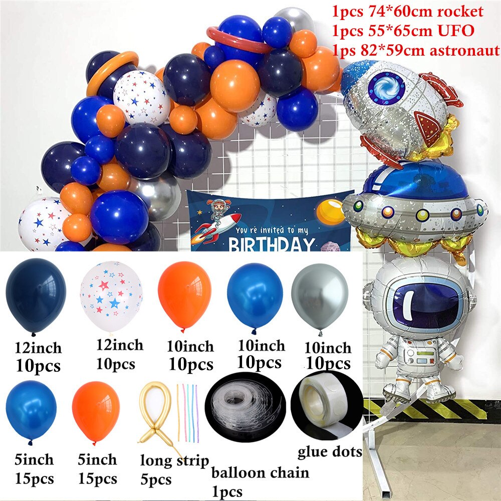 90Pcs Space Party Balloons Garland Rocket UFO Foil... – Vicedeal