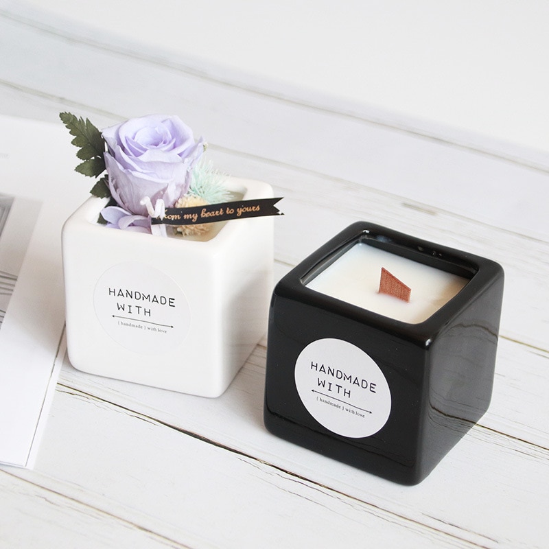 DIY Empty Candle Cup Black White Wax Container Can... – Vicedeal