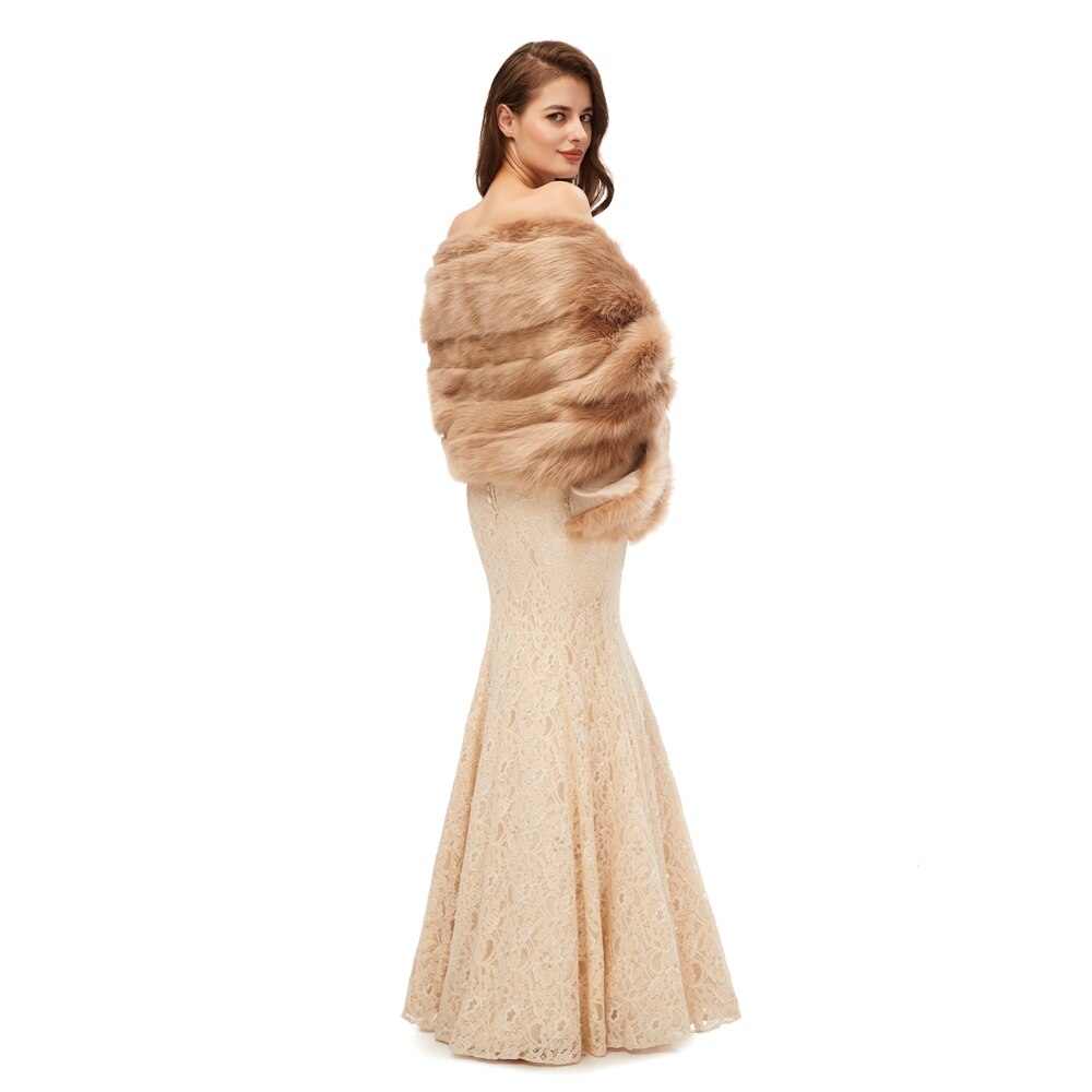 Coffee Formal Party Evening Jackets Wraps Faux Fur... – Grandado