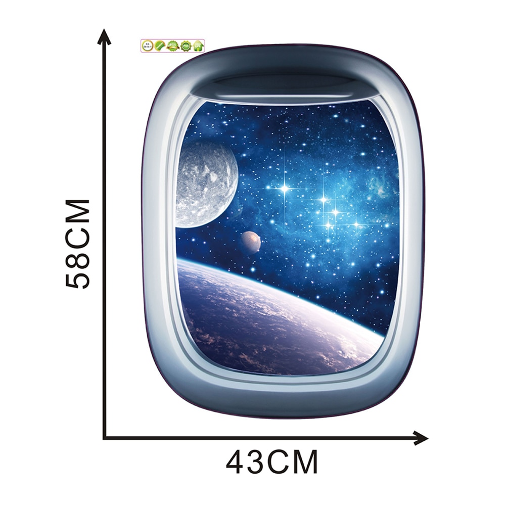 Planet Spaceship Window Pattern Removable Wall Sti... – Grandado
