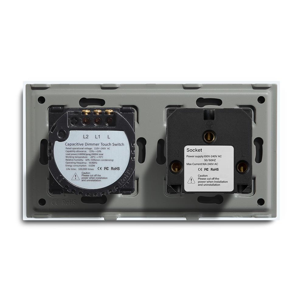 BSEED Touch Dimmer 2 Gang 1 Way With EU Standard W... – Vicedeal