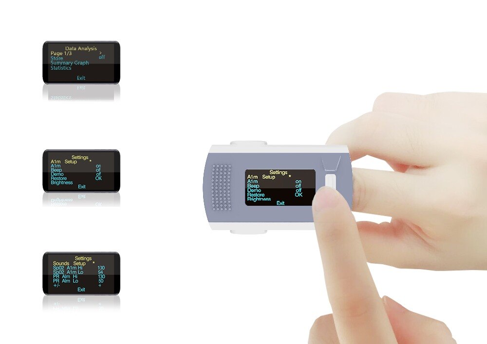 PR+MISE M110+bag finger pulse oximeter OLED ABS me... – Grandado