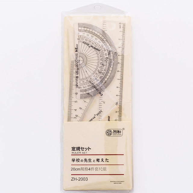 Math Geometry Tool Plastic Clear Ruler Sets Includ... – Grandado