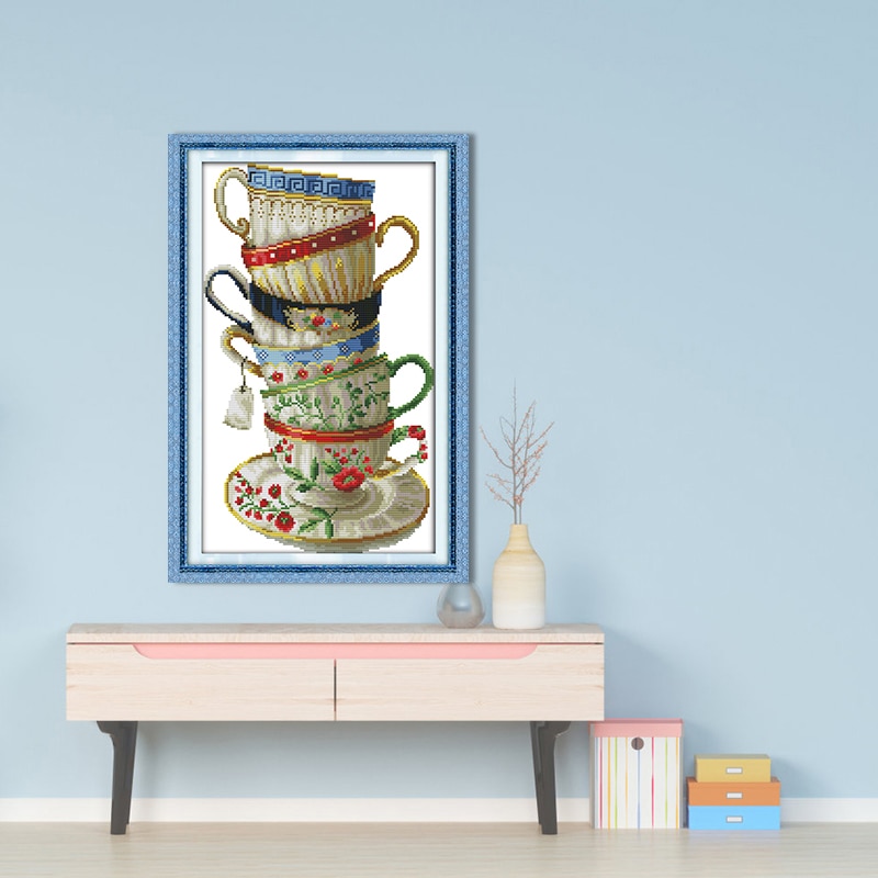 Coffee Cup Counted Printed Cross Stitch kits , Emb... – Grandado