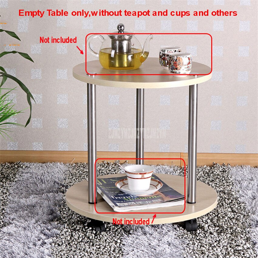 2 Layer Modern Movable Round Tea Table With Wheel ... – Grandado