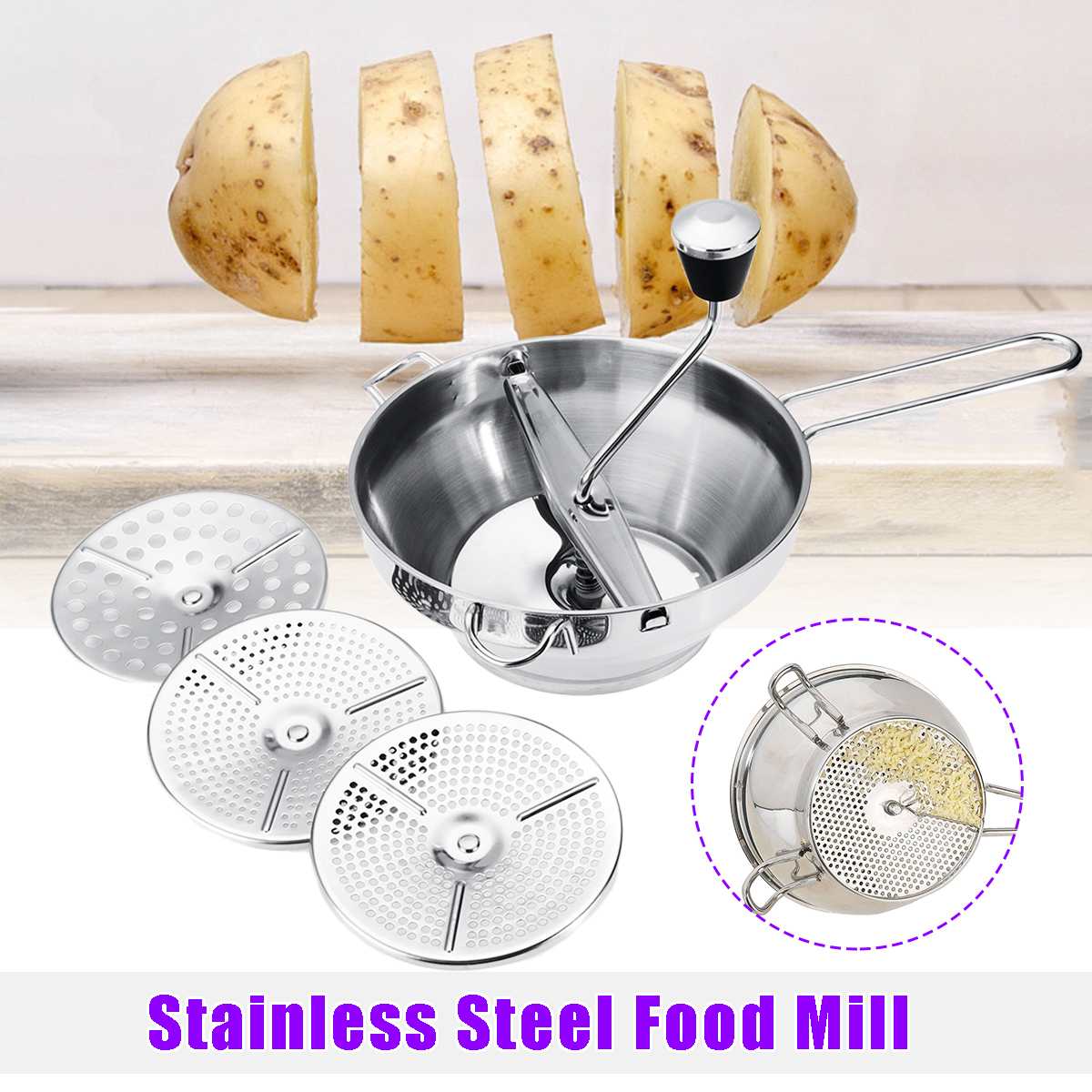Stainless Steel Food Mill Metal Vegetable/Carrot/T... – Grandado