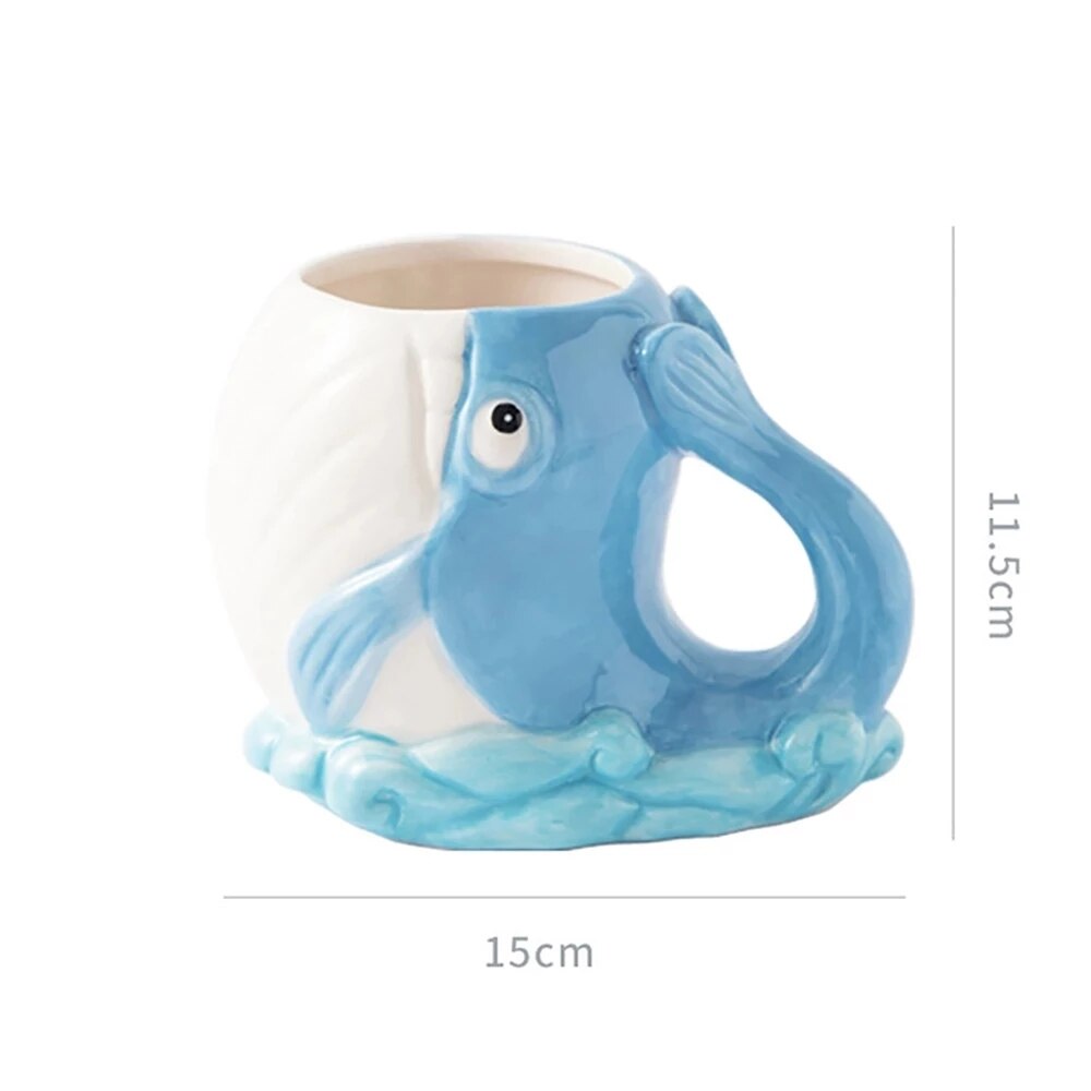 Cute Funny Whale Handle Ceramic Coffee Mug Handmad... – Grandado