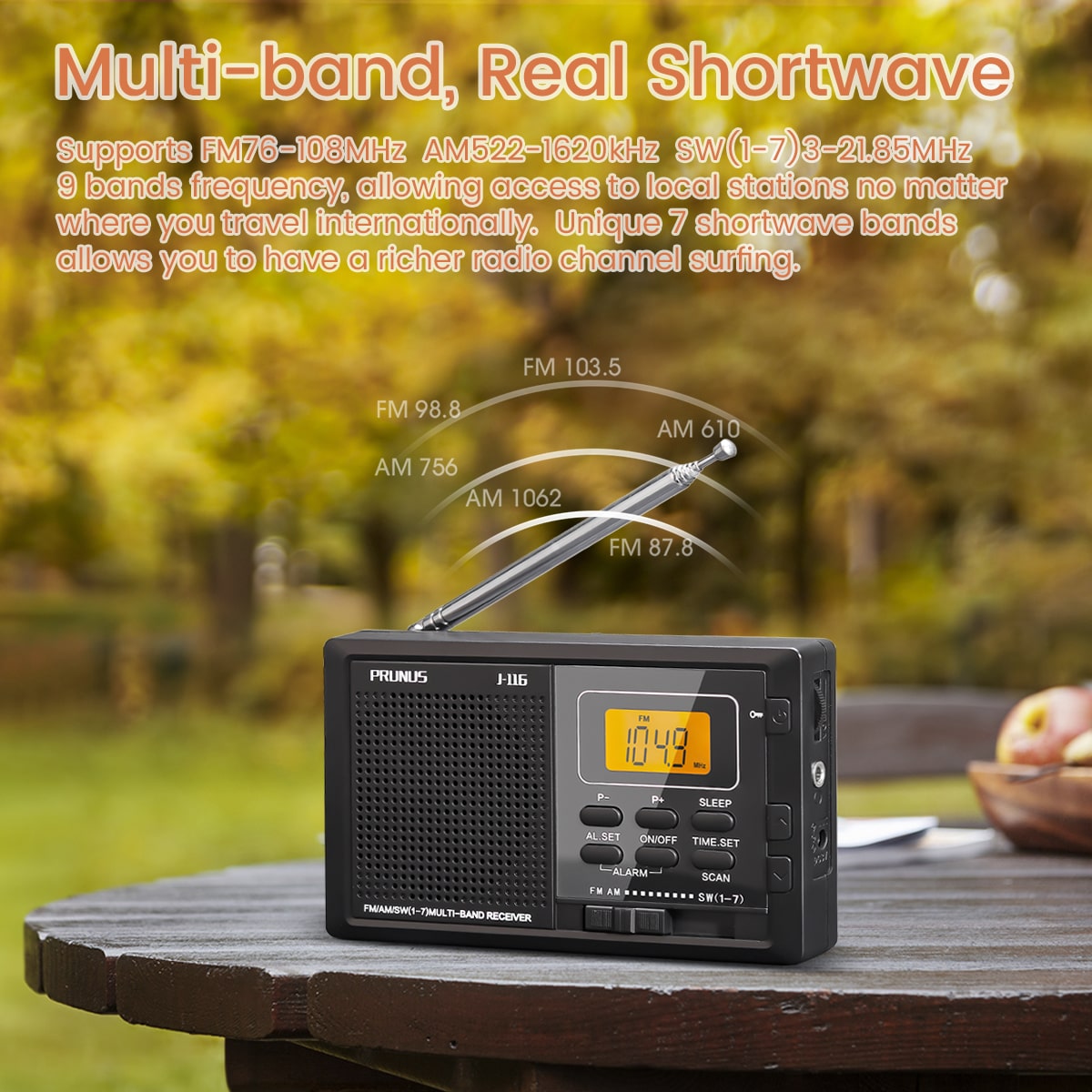 PRUNUS J116 Tragbare Radio FM AM SW 9 band mini ra... – Vicedeal