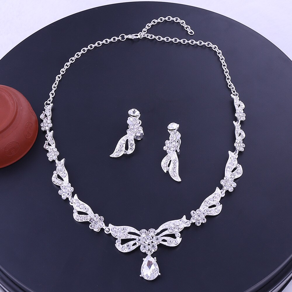 Luxe Zilver Kleur Crystal Bridal Sieraden Set Brui... – Grandado