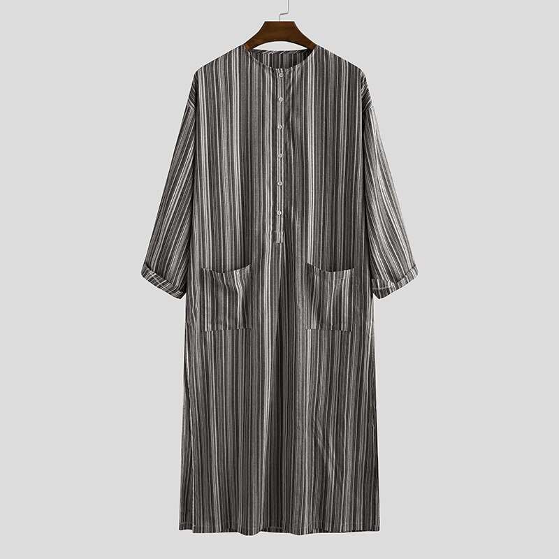 Man Half Sleeve Striped Long Shirts Men Casual Lon... – Vicedeal