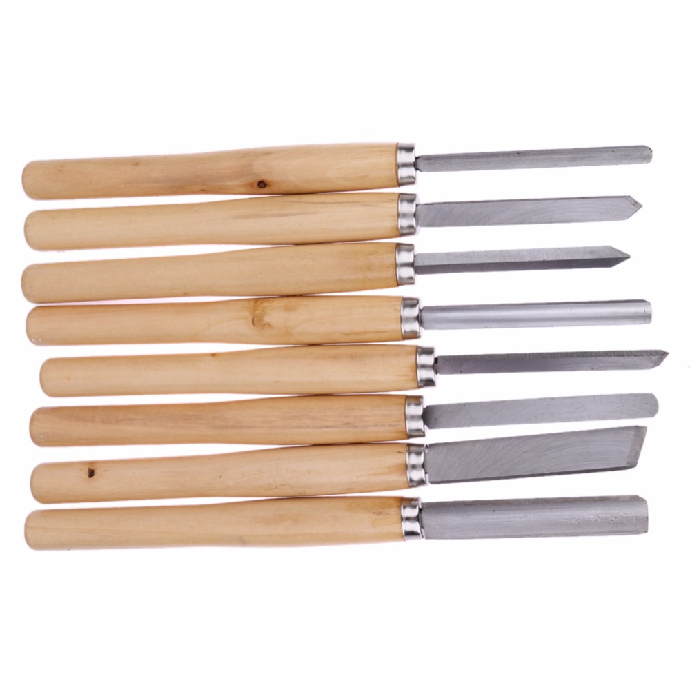 8pcs Wood Handles Lathe tool set Cutter for WOOD C... – Grandado