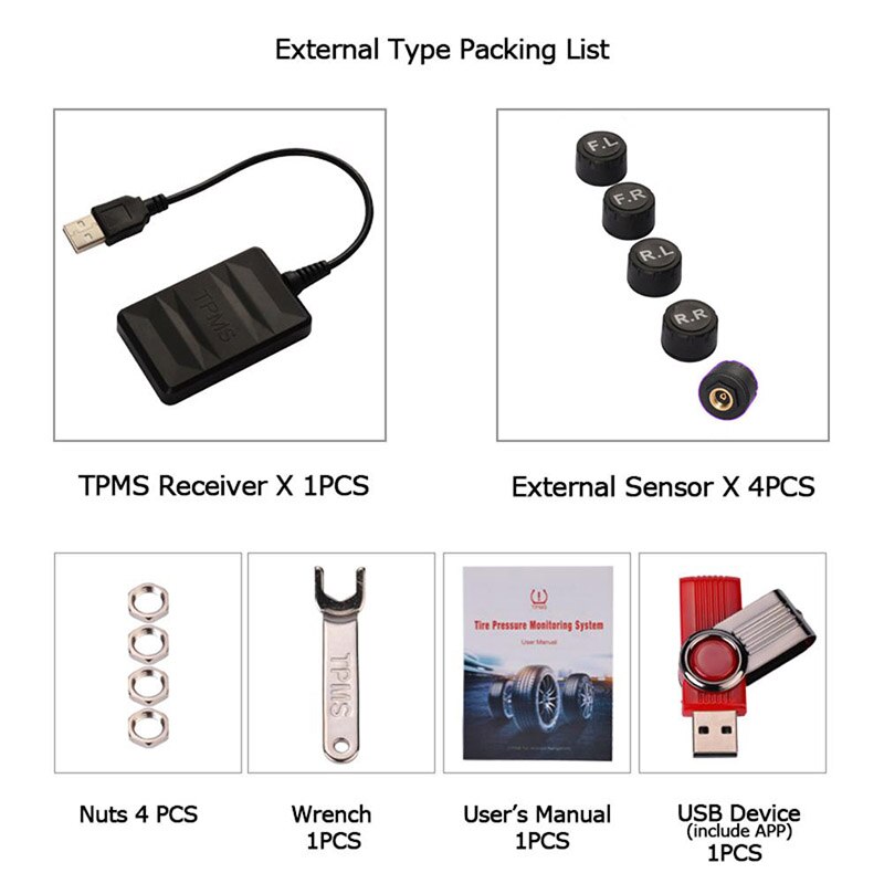 USB Spare Tire Pressure Monitoring System TPMS Ext... – Grandado