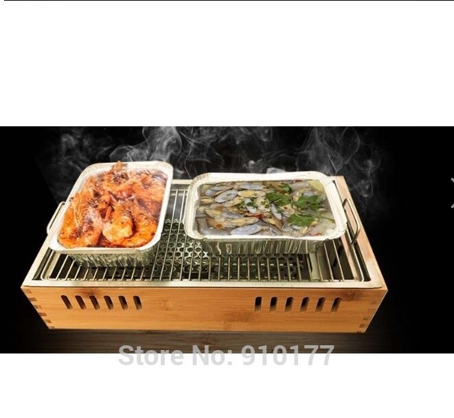 Portable bamboo box charcoal bbq grills commercial... – Grandado