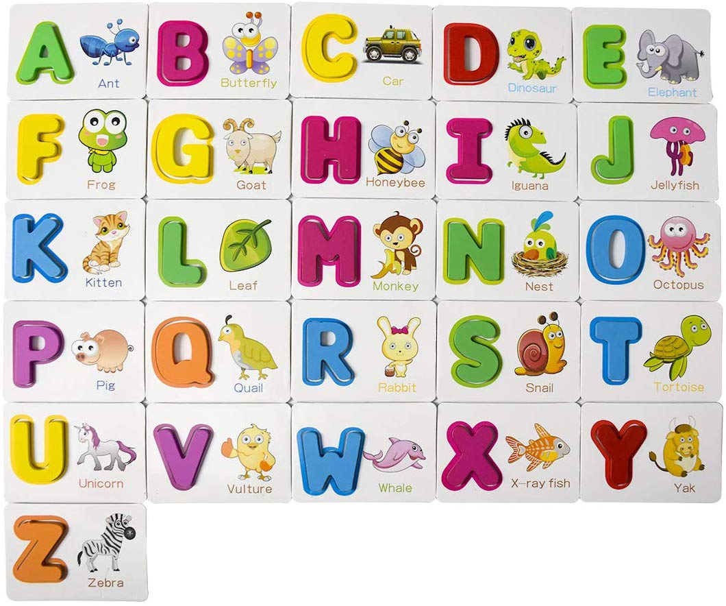 Wooden ABC Letters Matching Flash Cards Puzzle Lea... – Grandado