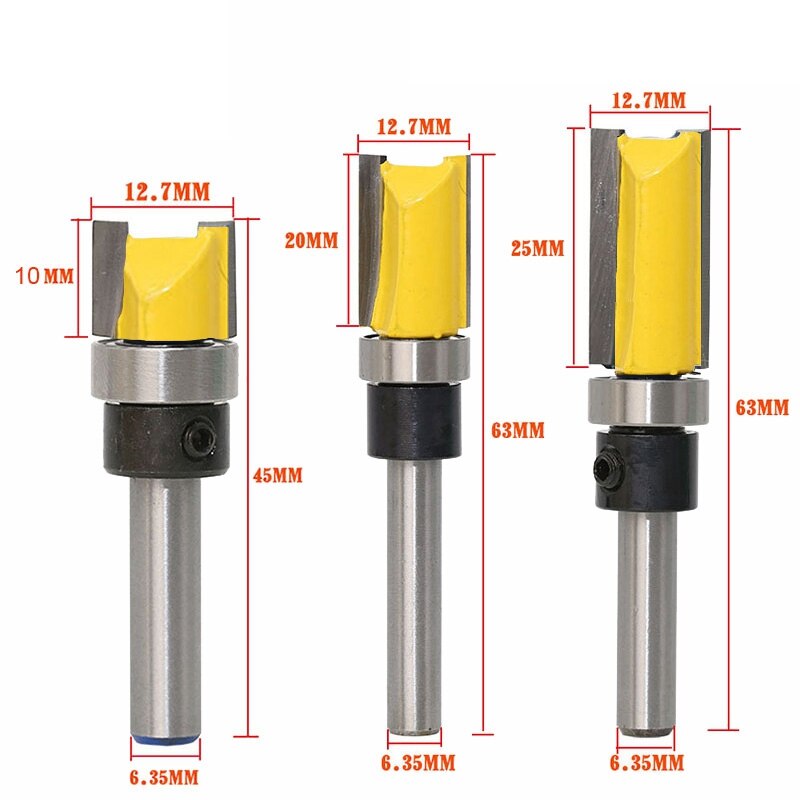 3Pcs 1/4 Inch Flush Trim Router Bit Pattern Bit To... – Grandado