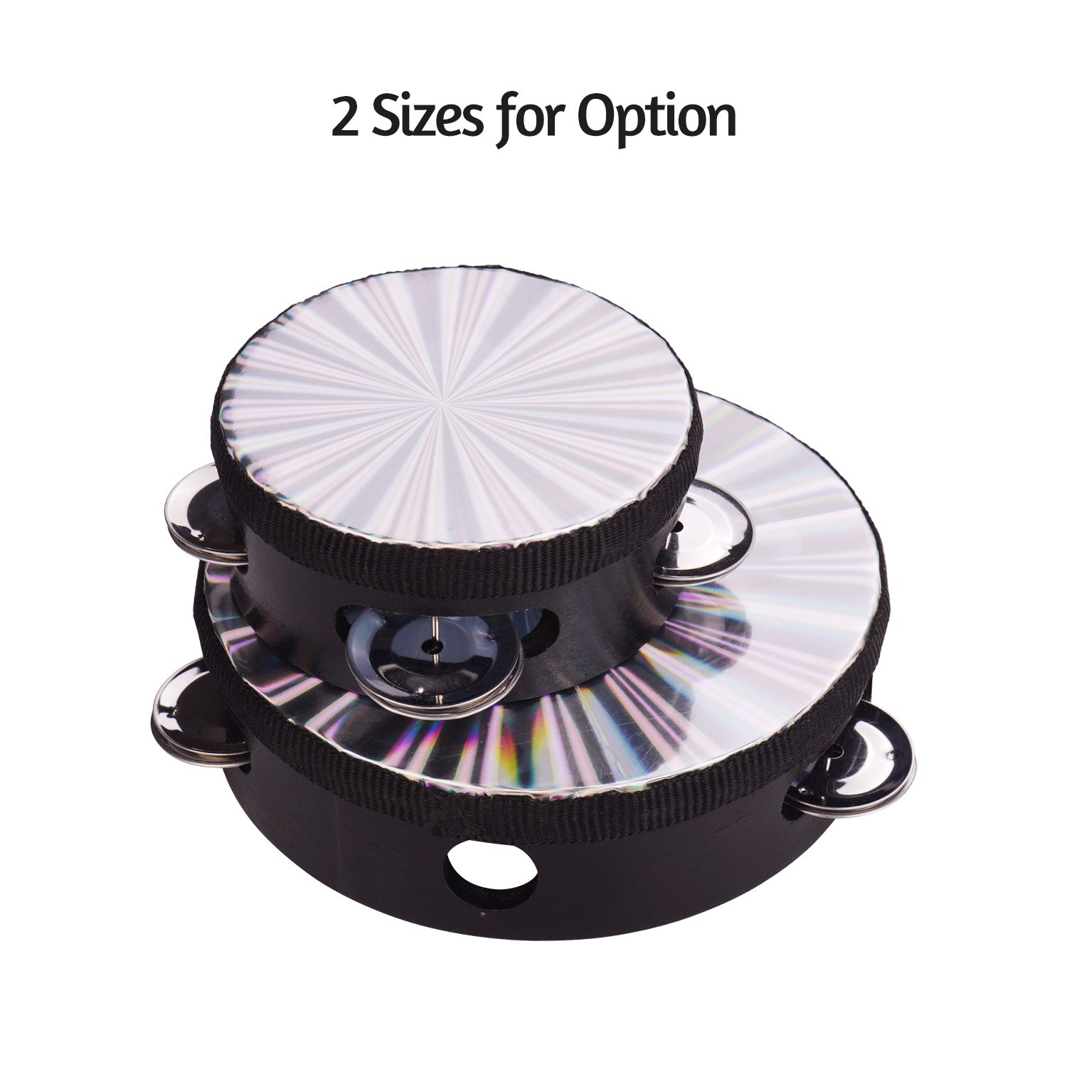 6'' Hand Held Tambourine Drum Bell Birch Metal Per... – Grandado