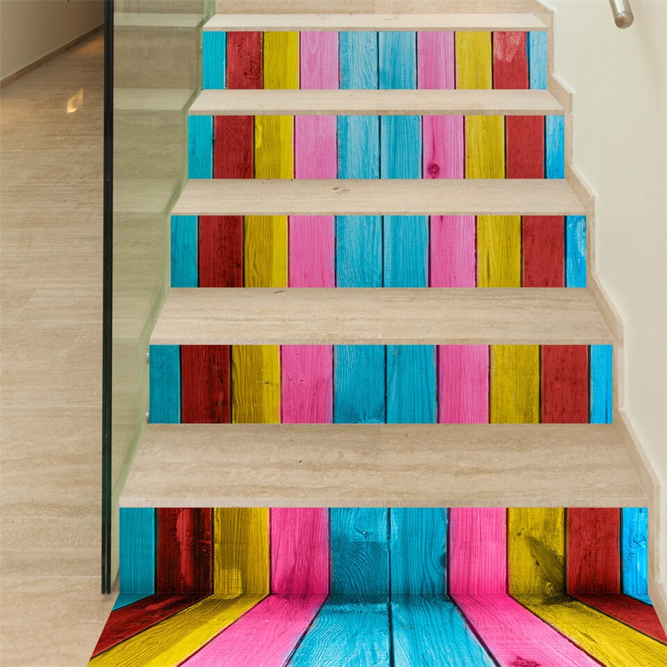 Colored Wood Grain Stairs Sticker Self-adhesive Re... – Grandado