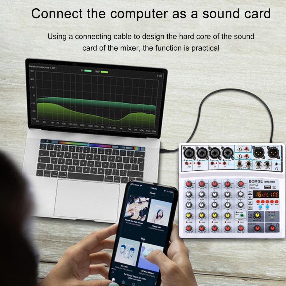 BMG-06D 6 Channels Sound Mixing Console 16 DSP Blu... – Grandado