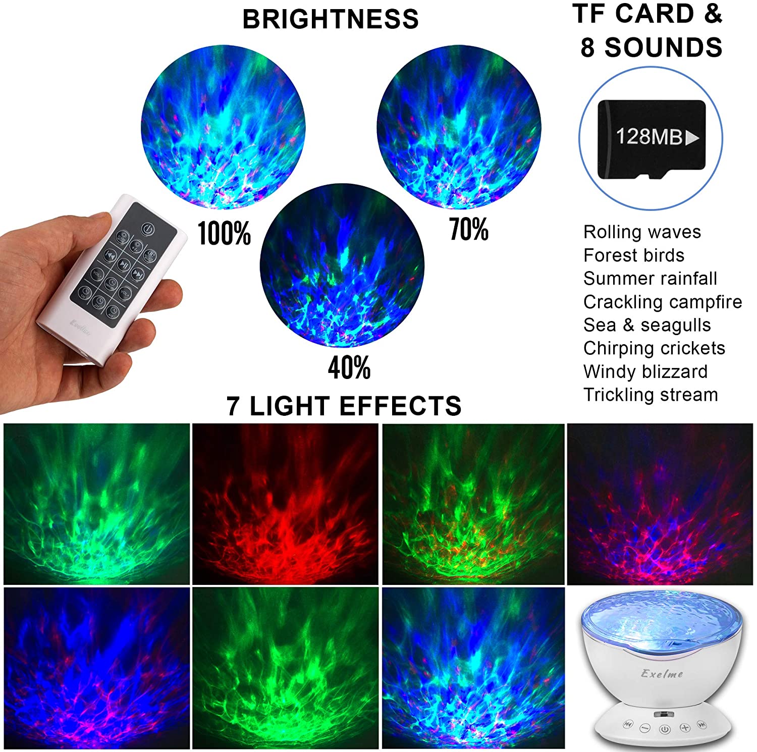 Ocean Wave Projector Sound Machine 2 in 1 Night Li... – Grandado