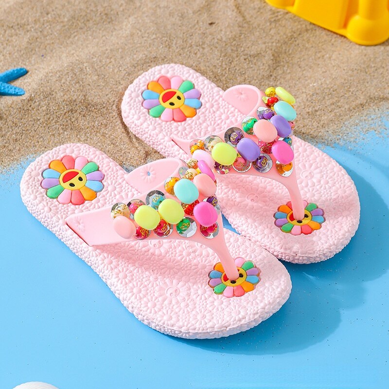 Girls Floral Flip Flops Summer Baby Cartoon Sandal... – Grandado