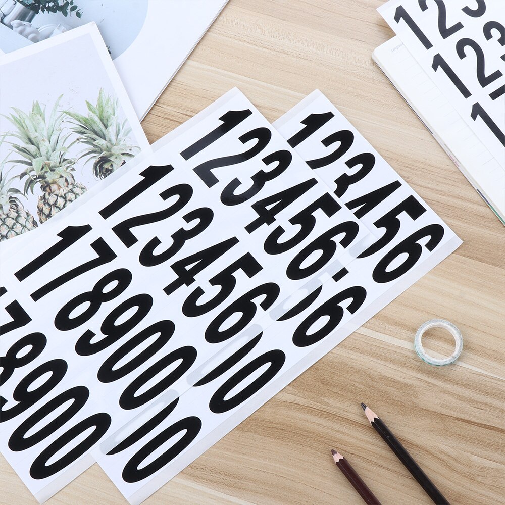 10Sheets Black Label Numbers Stickers Self adhesiv... – Vicedeal