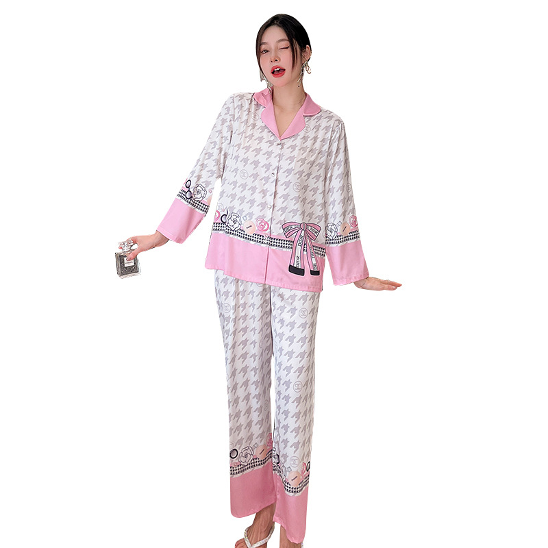 women's pajamas sweet and cute bow print pink ... – Grandado