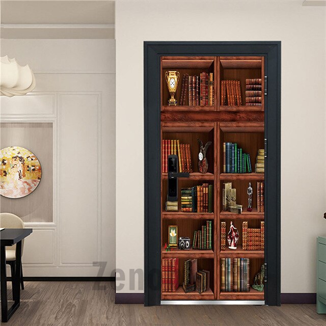 Door Sticker Study Room Decor Bookshelf Modular Pr... – Grandado