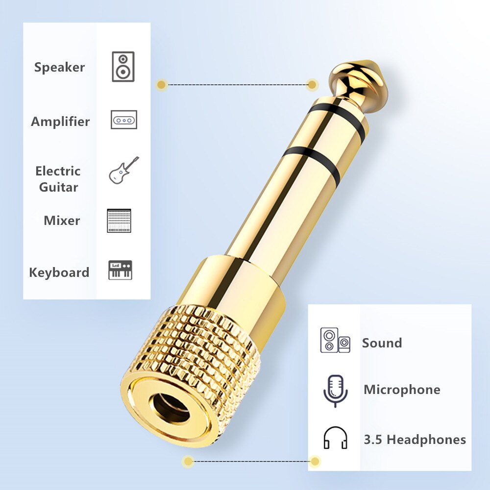 Audio Connector 6.35mm Male Plug To 3.5mm Female C... – Vicedeal