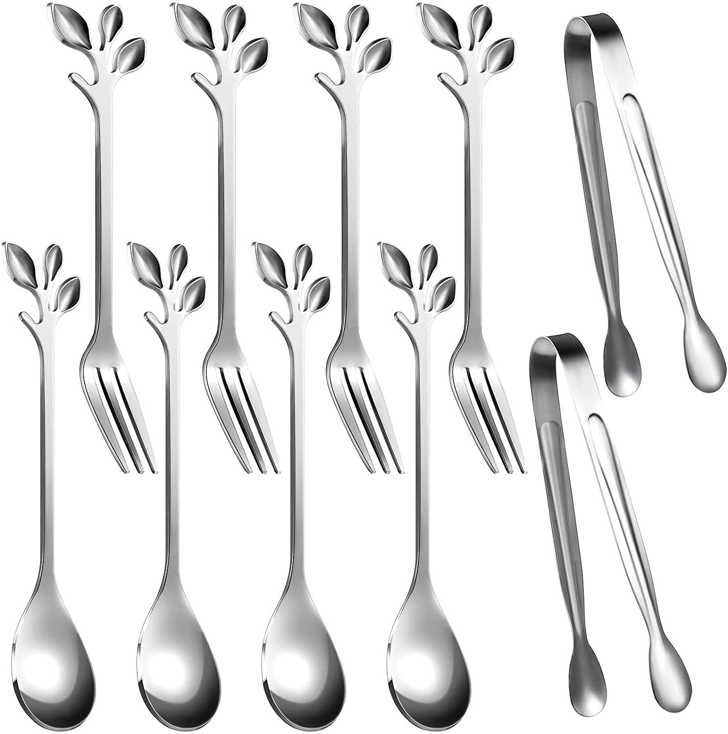 10 Pieces Leaf Coffee Spoons Mini Serving Tongs an... – Grandado