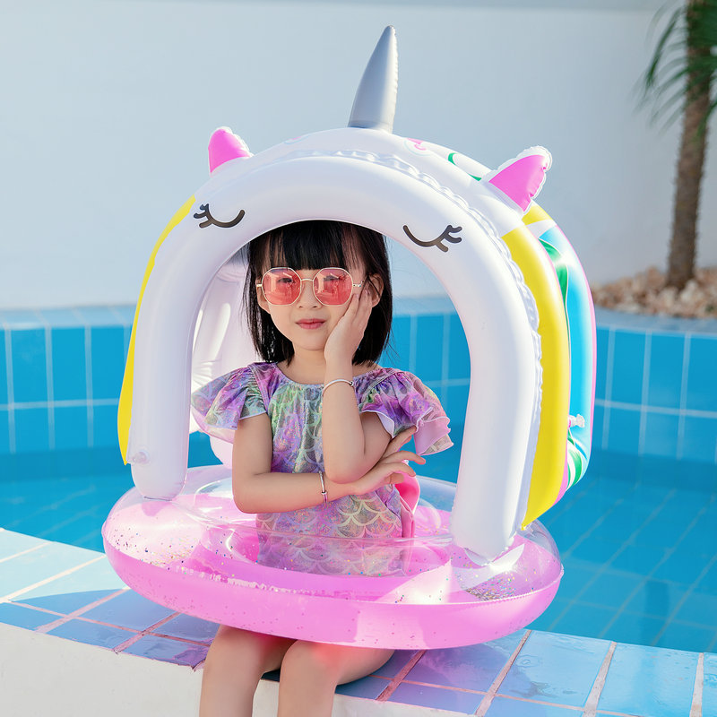 Unicorn Inflatable Ring Children floating Bed Swim... – Grandado