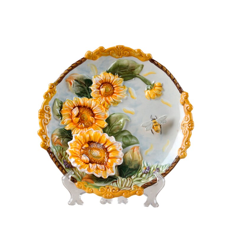 Handmade Sunflowers Plate Wall Hanging Ceramic Art... – Grandado