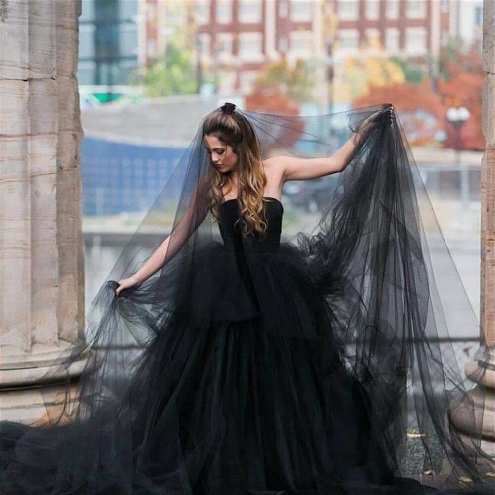 Cathedral 3M Black Wedding Veil One-layer long Bri... – Grandado