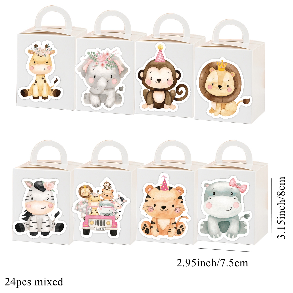 24pcs Carton Animal Stickers Candy Box Sticker for... – Grandado