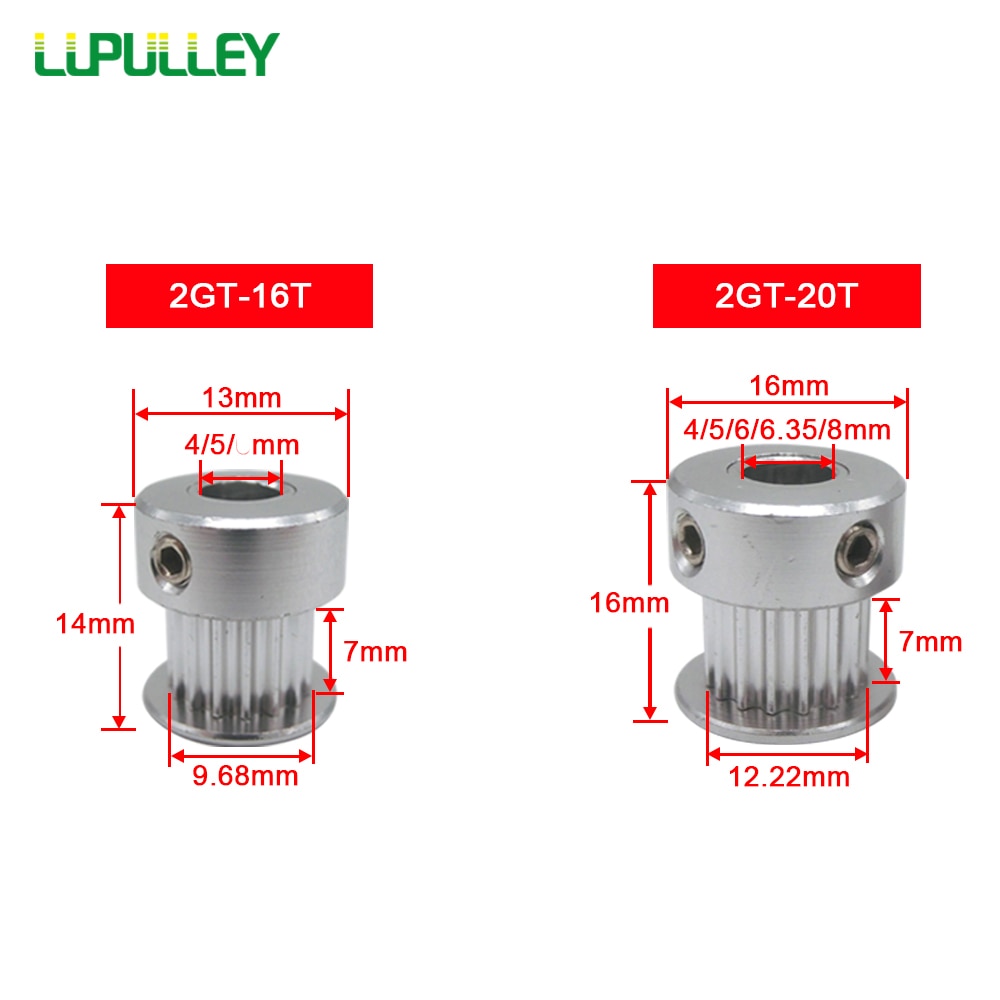 LUPULLEY GT2 Timing Pulley 2GT 16 t Bohrung 5mm 2G... – Vicedeal