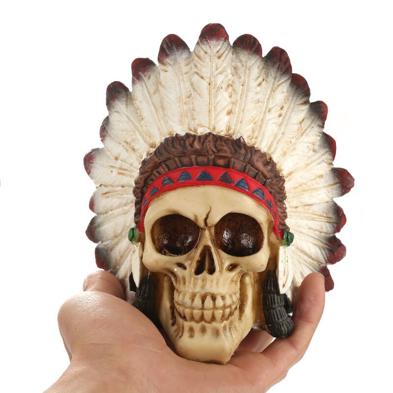 HeyMamba Resin Tribal Leader Mohawk Human Skull He... – Vicedeal