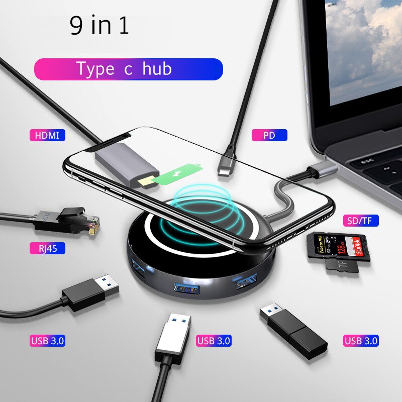 Type C Hub 9 In 1 USB Docking Station with HDMI US... – Grandado
