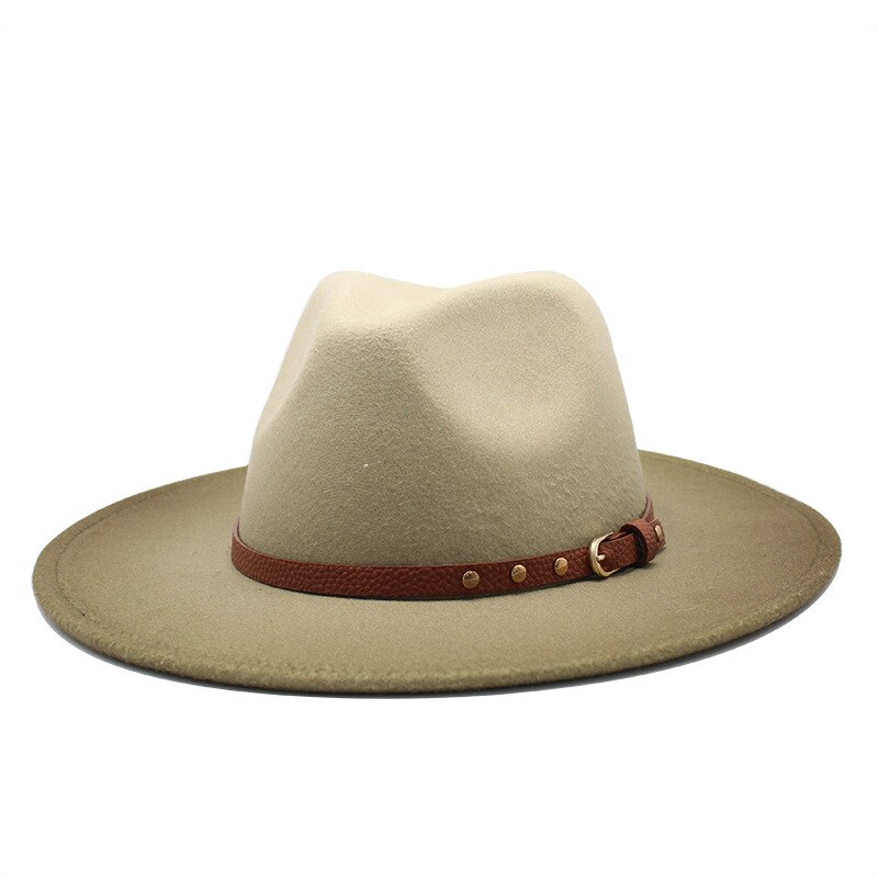 Winter Men Women Two-color gradient Wide Brim Wool... – Grandado