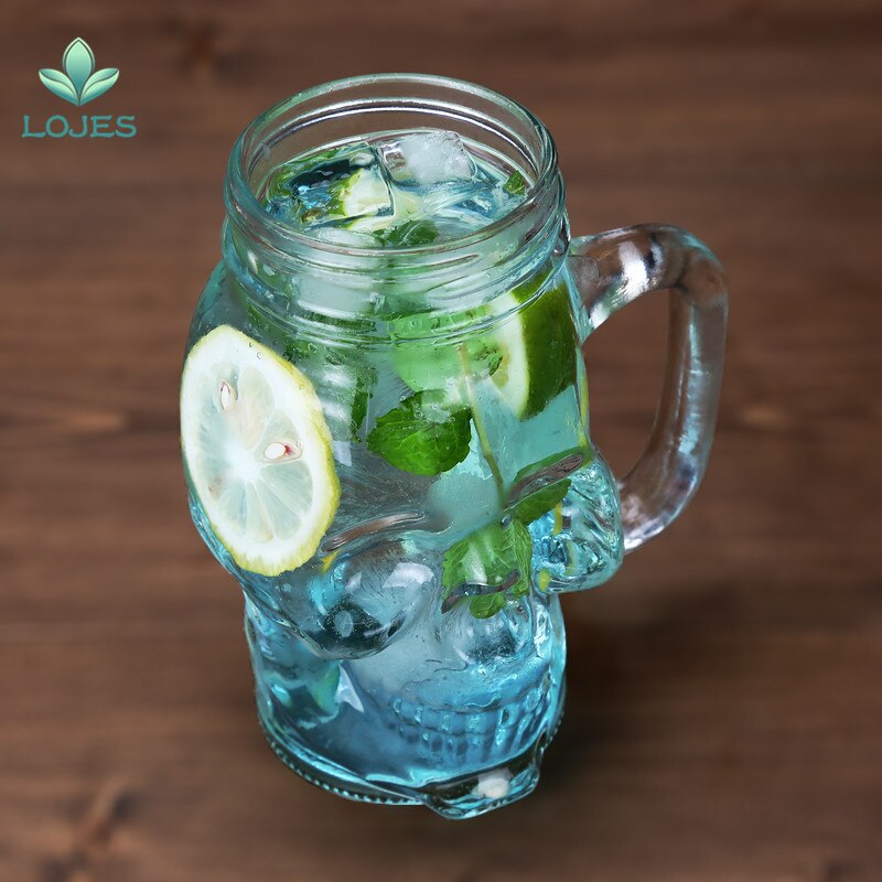 500ml Skull Glass Bottle Bowl Mug Cool Mason Cup F... – Grandado