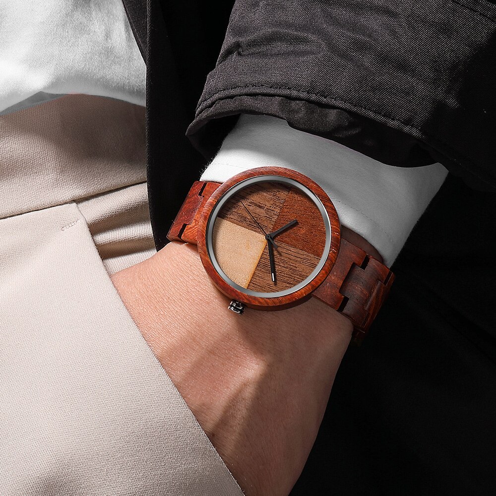 Classic Wooden Quartz Watch Men Lady Symmetrical C... – Grandado