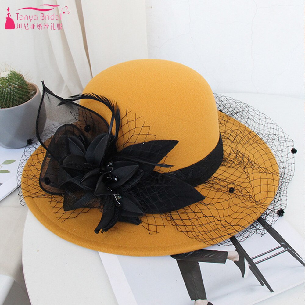 Velvet Flower Hats women formal Party hats ZH060 – Grandado