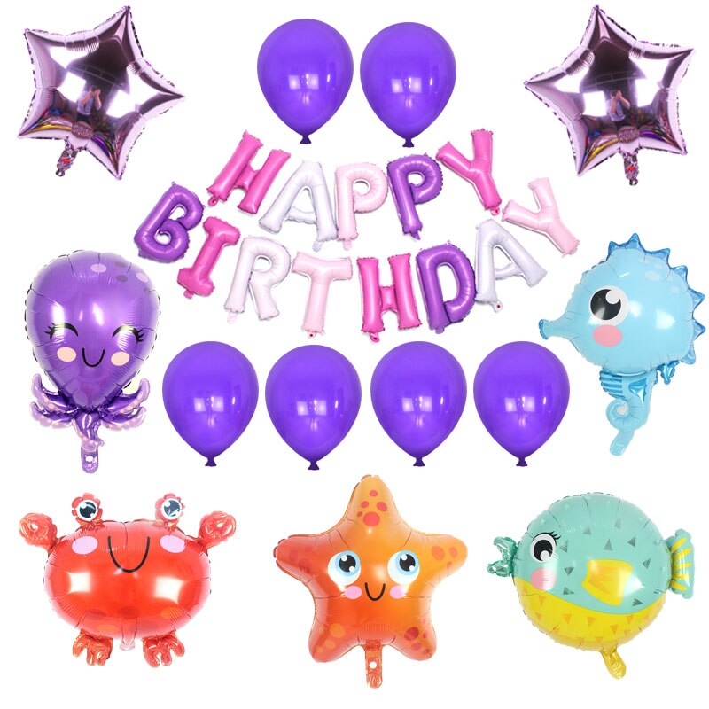 Hippocampus Puffer crab octopus starfish foil heli... – Vicedeal