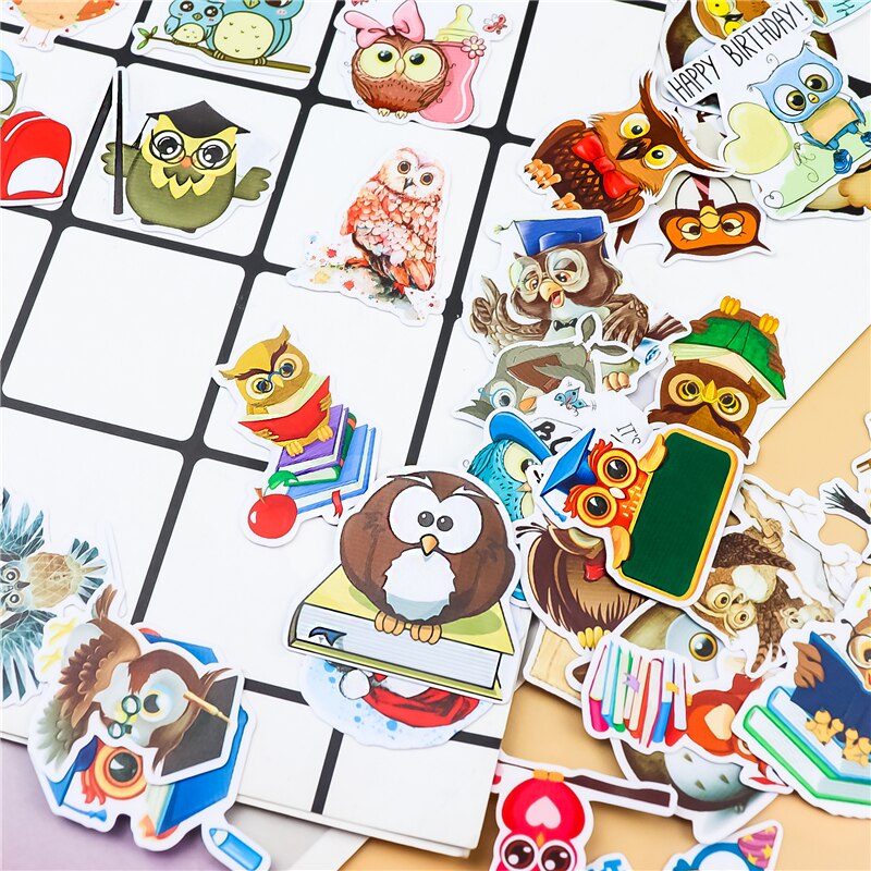 40pcs Cute owl animal stickers DIY Decal Mobile/PC... – Grandado