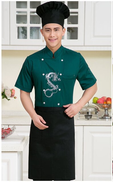 Chinese style Short -sleeve Chef service Embroider... – Grandado